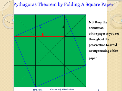 Pythagoraean Theorem - Folding a square to prove Pythagorean Theorem ...