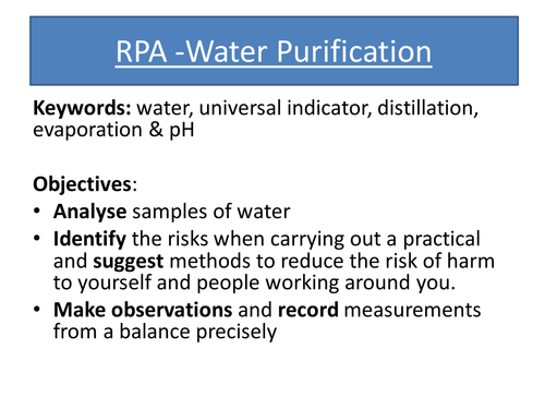AQA GCSE (2016 9-1 spec) Required Practical- Water purification ...