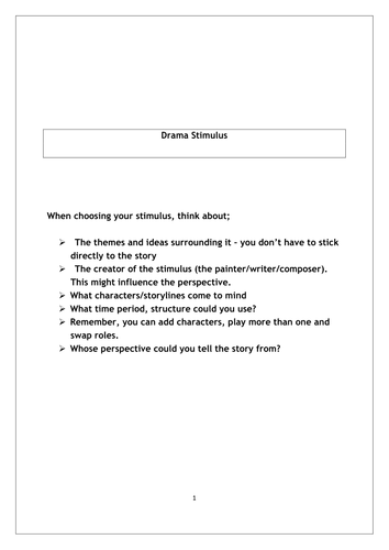 Stimuli booklet for drama | Teaching Resources