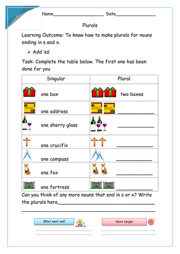 Christmas Themed Plurals Worksheet | Teaching Resources