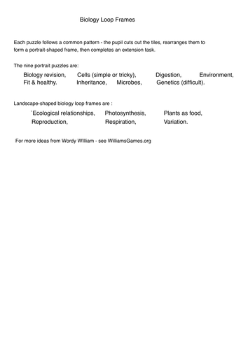Loop frames for biology | Teaching Resources