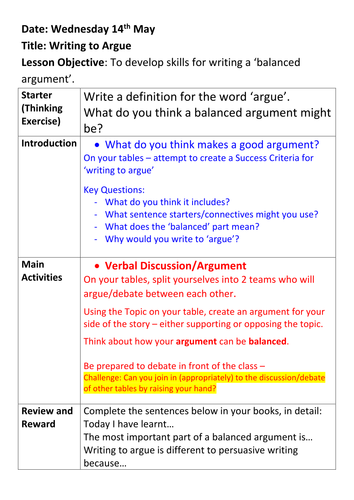 Writing to Argue | Teaching Resources