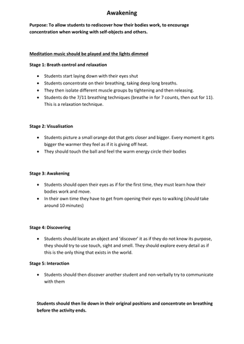 Awakening - Focus activity | Teaching Resources