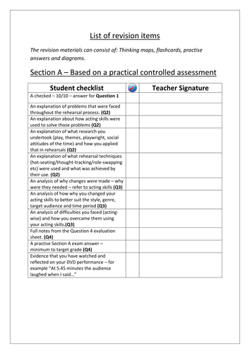 AQA GCSE Drama - Old Specification - Revision checklist | Teaching ... AQA GCSE Drama - Old Specification - Revision checklist | Teaching ...