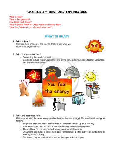 Year 4 Science Heat and Temperature | Teaching Resources