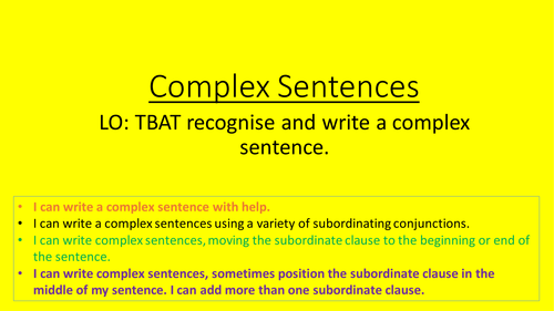 Complex sentences | Teaching Resources