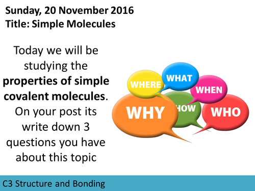 AQA GCSE C3 Structure and Bonding L5 Simple Molecules | Teaching Resources