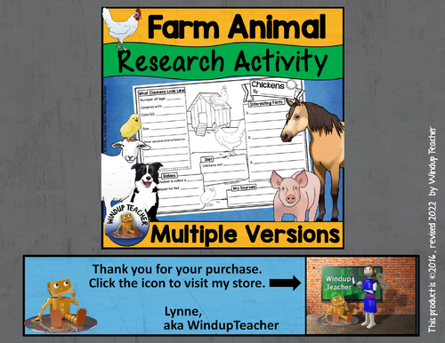 Farm Animal Research Activity Posters | Teaching Resources