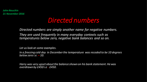 Directed-Numbers | Teaching Resources