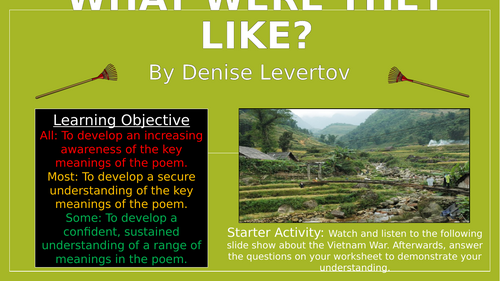 What Were They Like? Denise Levertov - Vietnam War Poem | Teaching ...