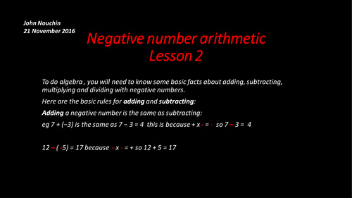 Negative-Number-Arithmetic | Teaching Resources