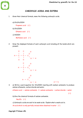 ChemSchool: Carboxylic acids and esters | Teaching Resources