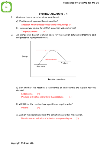 ChemSchool: Energy changes in chemical reactions | Teaching Resources