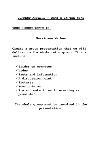 Current affairs 2016 tutor time activity for any year group | Teaching ...