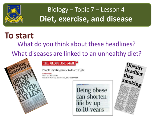 B7.4 - Diet, exercise and health | Teaching Resources