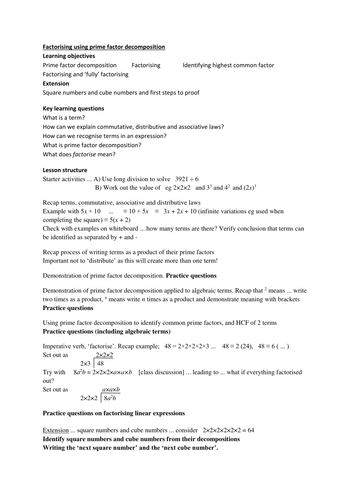 Prime Factor Decomposition | Teaching Resources Prime Factor Decomposition | Teaching Resources