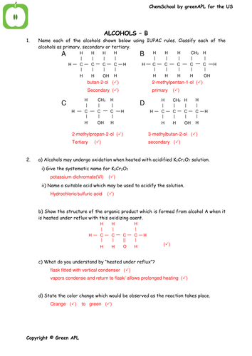 ChemSchool: Alcohol molecules | Teaching Resources
