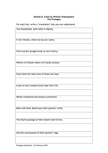 Romeo and Juliet context lessons and Prologue exploration | Teaching ...