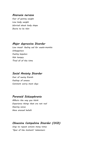 Dr Lottie's Mental Health description cards | Teaching Resources Dr Lottie's Mental Health description cards | Teaching Resources