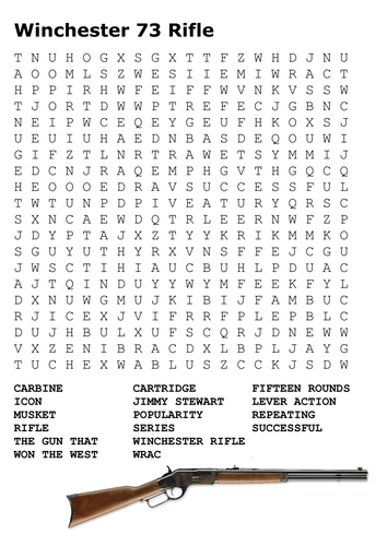 Winchester 73 Rifle Word Search | Teaching Resources