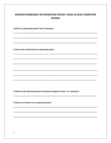 OPERATING SYSTEM - IGCSE / O LEVEL COMPUTER SCIENCE | Teaching Resources OPERATING SYSTEM - IGCSE / O LEVEL COMPUTER SCIENCE | Teaching Resources