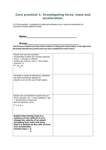 Edexcel Core Practical guides for Combined Science Physics - student ...