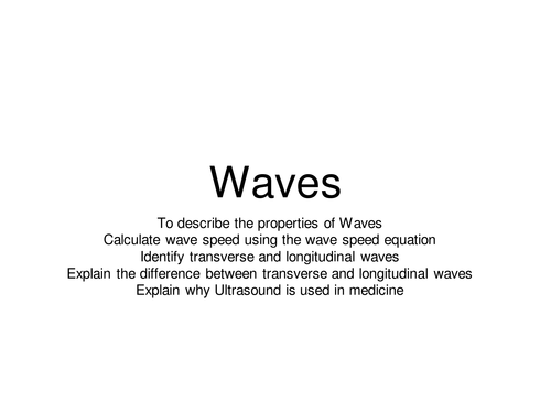 Waves and wave speed lesson | Teaching Resources