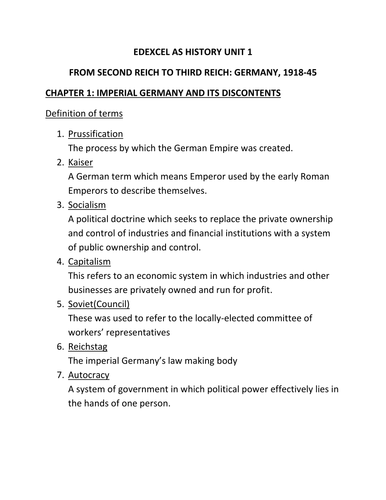 A LEVEL HISTORY: GERMANY | Teaching Resources