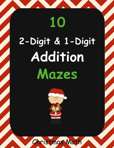 Christmas Math: 2-Digit and 1-Digit Addition Maze | Teaching Resources