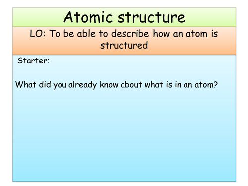 Atomic structure AQA | Teaching Resources Atomic structure AQA | Teaching Resources