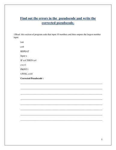 PSEUDOCODE | Teaching Resources PSEUDOCODE | Teaching Resources
