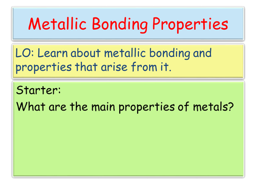 New AQA GCSE Metallic Bonding Properties | Teaching Resources