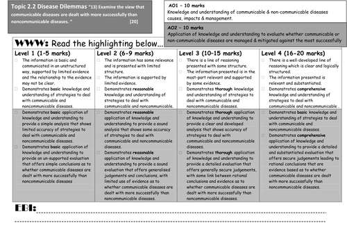 OCR Disease Dilemmas Communicable vs Non-communicable case study ...