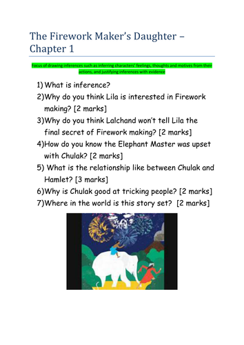 The Firework Maker's Daughter - Guided Reading Year 6 | Teaching Resources