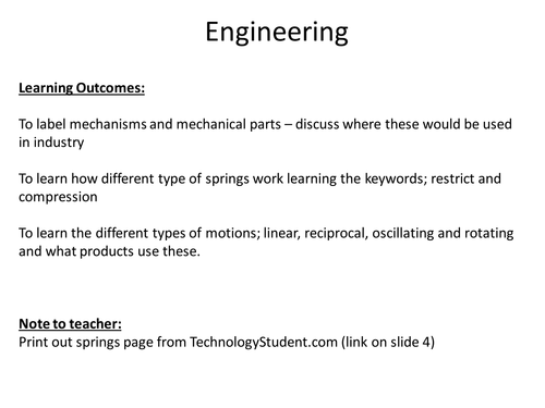 ENGINEERING - Springs and Motions | Teaching Resources