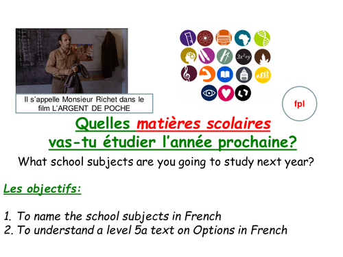 Les matieres scolaires et options | Teaching Resources