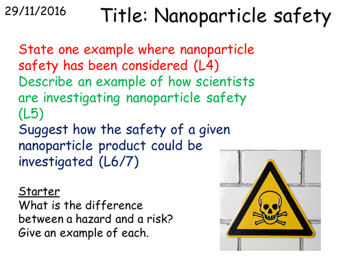 C3 1.4 Nanoparticle safety | Teaching Resources