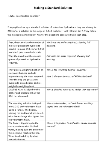 Making a standard solution | Teaching Resources