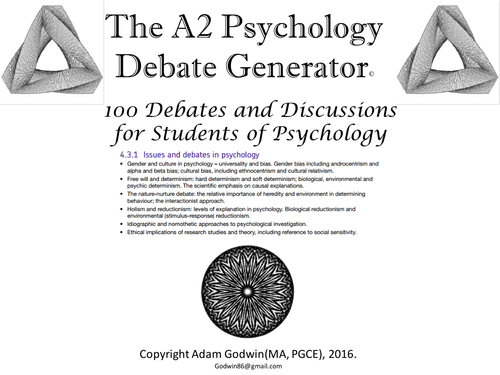 The Psychology Debate Generator (Psychology A2) "Issues, debates and ...