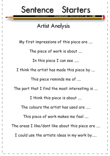 Art Vocab Bank and Sentence Starter help sheets | Teaching Resources