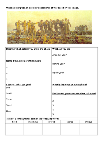 Descriptive writing about war (WW1 trenches) AQA English Language Paper ...