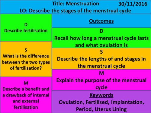 KS3 - Reprodcution - L4 - Menstruation | Teaching Resources