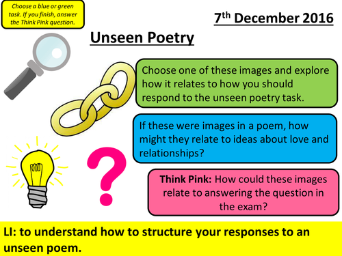 Unseen Poetry - AQA GCSE Literature: Planning Responses Lesson by ...