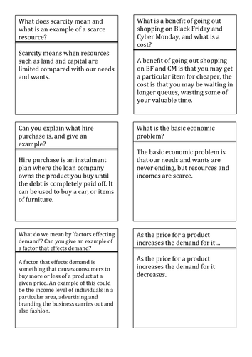 AQA GCSE Economics - Unit 11 - Topic 1 - Money Revision Question and ...