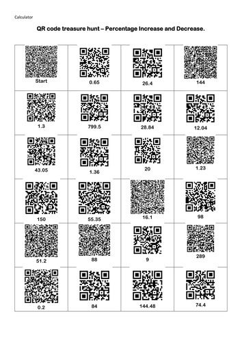 Percentage Increase and Decrease (Calculator) QR Code Hunter | Teaching ...