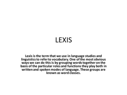 A Level Lesson on Lexis | Teaching Resources