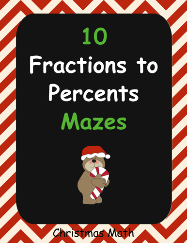 Christmas Math: Fractions to Percents Maze | Teaching Resources