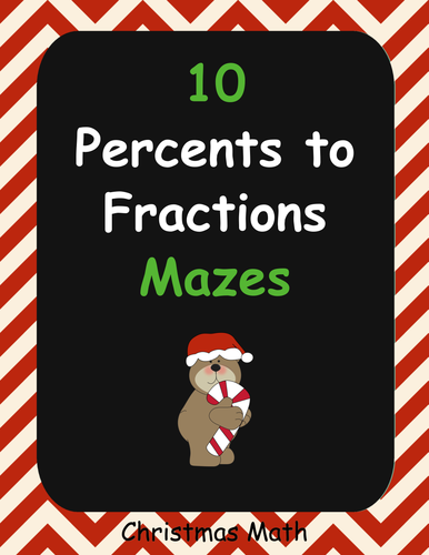 Christmas Math: Percents to Fractions Maze | Teaching Resources