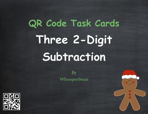 Christmas Math: Three 2-Digit Subtraction QR Code Task Cards | Teaching ...