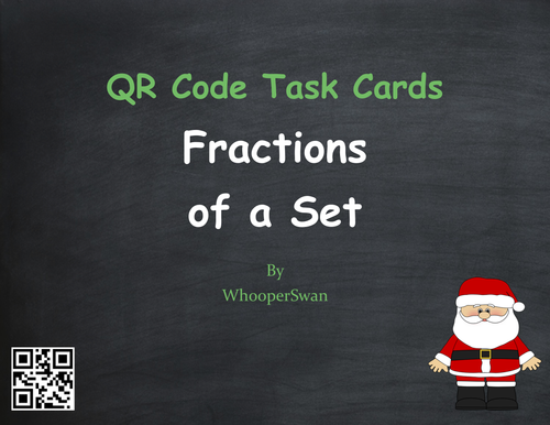 Christmas Math: Fractions of a Set QR Code Task Cards | Teaching Resources